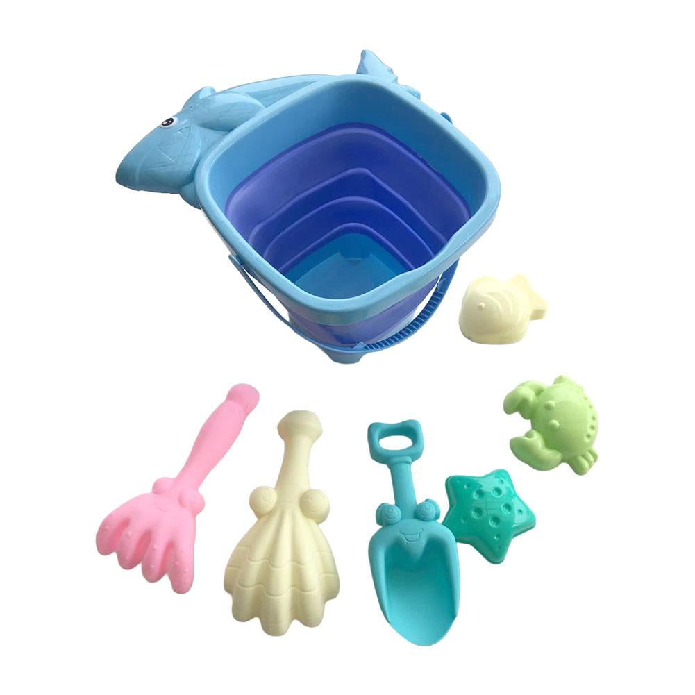 Foldable Bucket Beach Toy Set, Creative Sand Tools and Fruit Molds N6J3 ...