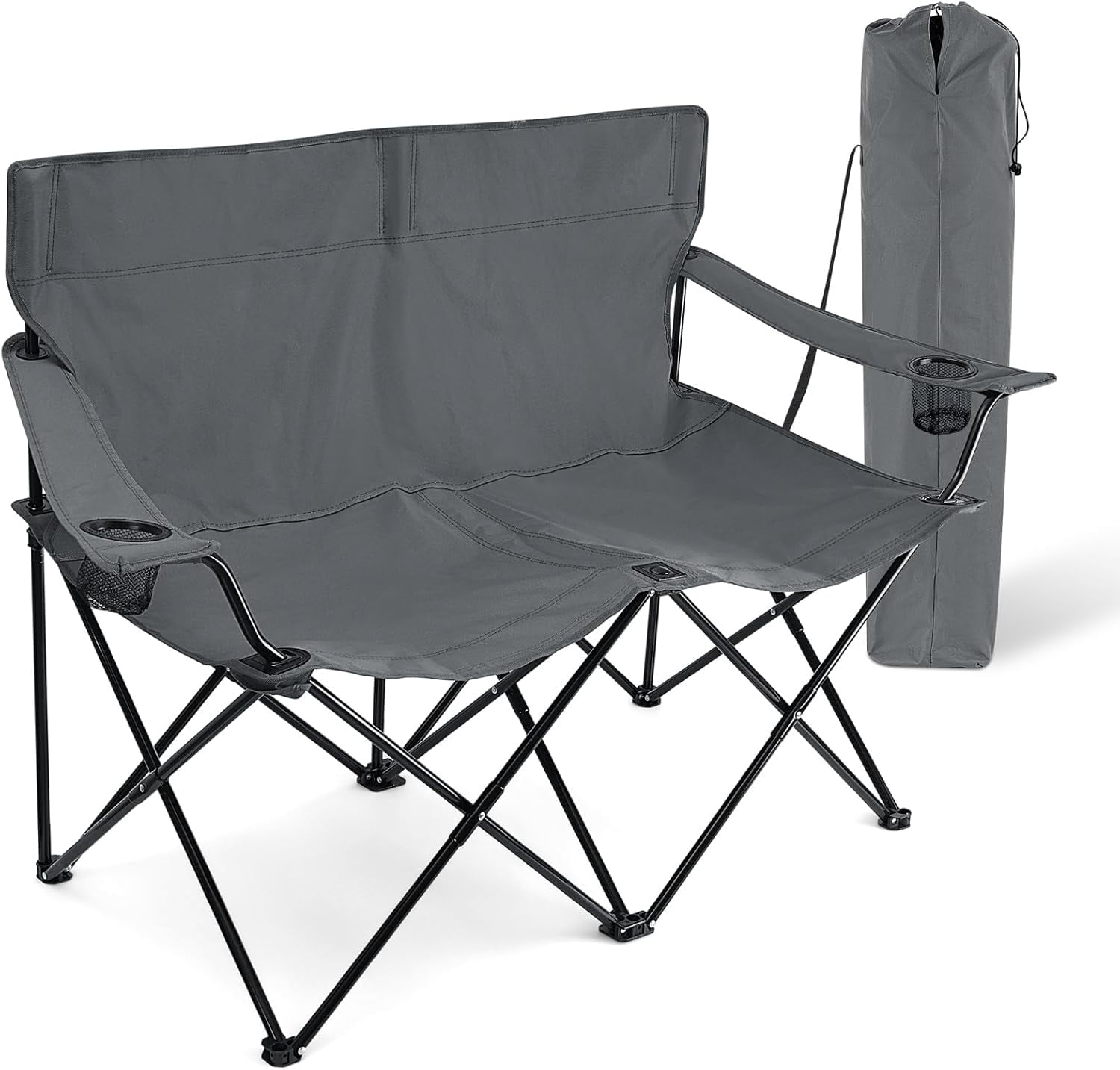 Foldable Camping Chair, Double Seat Folding Camp Chair for 2 Persons ...