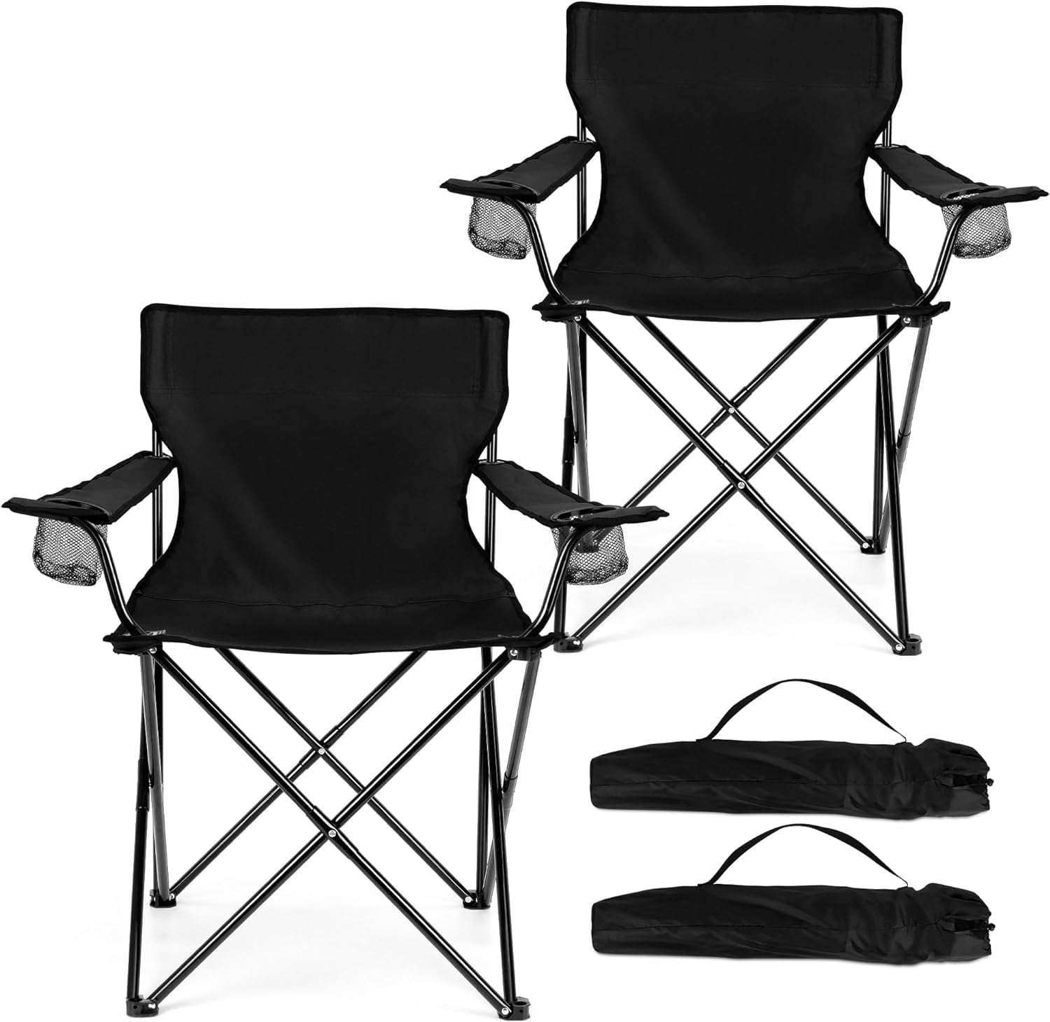 Foldable Camping Chair Set of , Folding Camp Chairs for Adults, Large ...