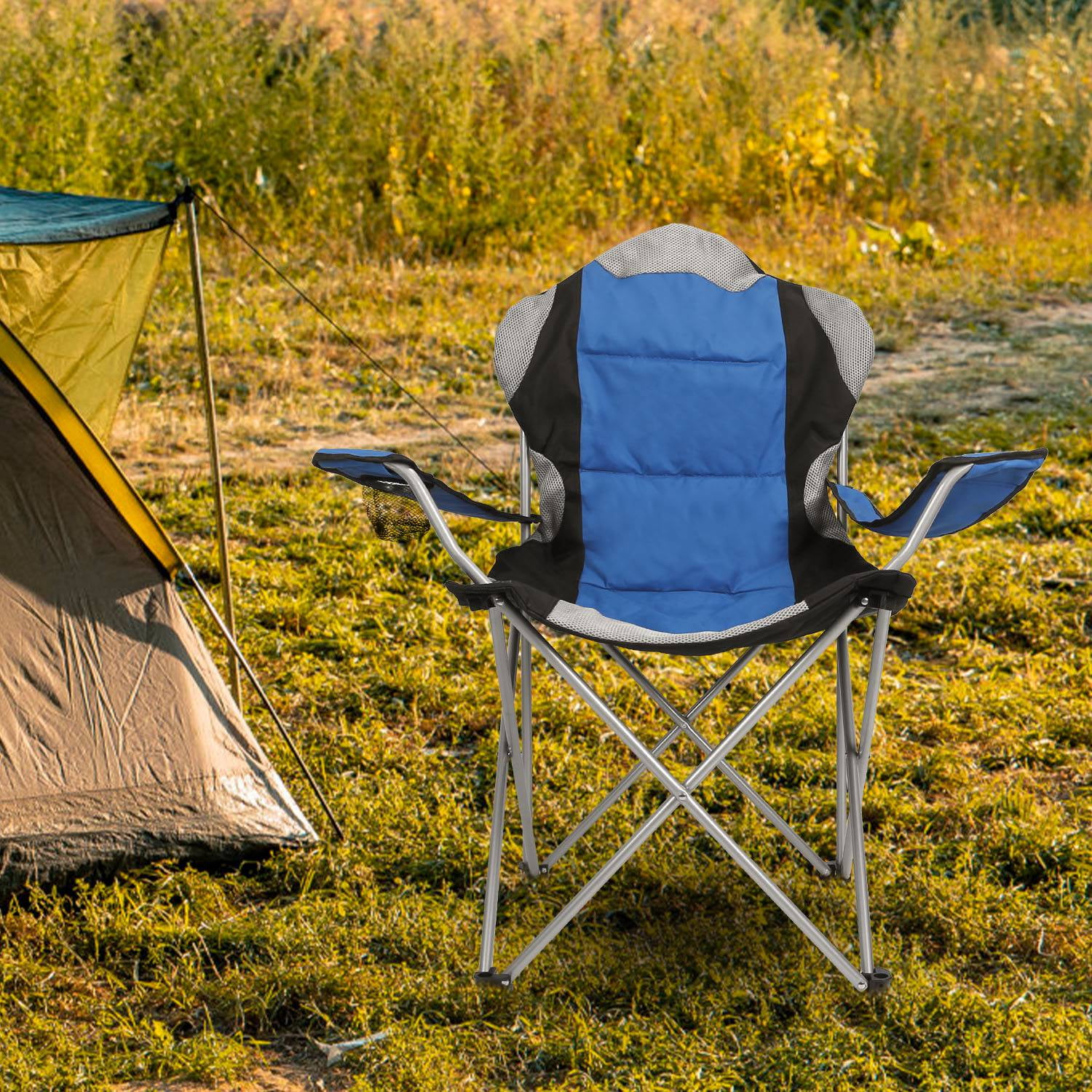 Foldable Camping Chair TeqHome Oversized Padded Heavy Duty Portable ...