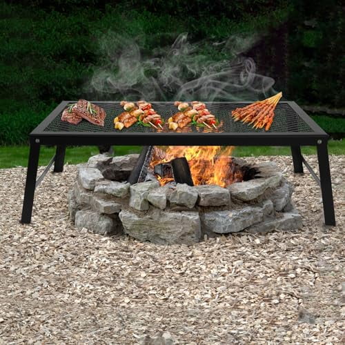 Foldable Camping Grill, Portable Outdoor Camp Grill Rack, Fire Pit ...