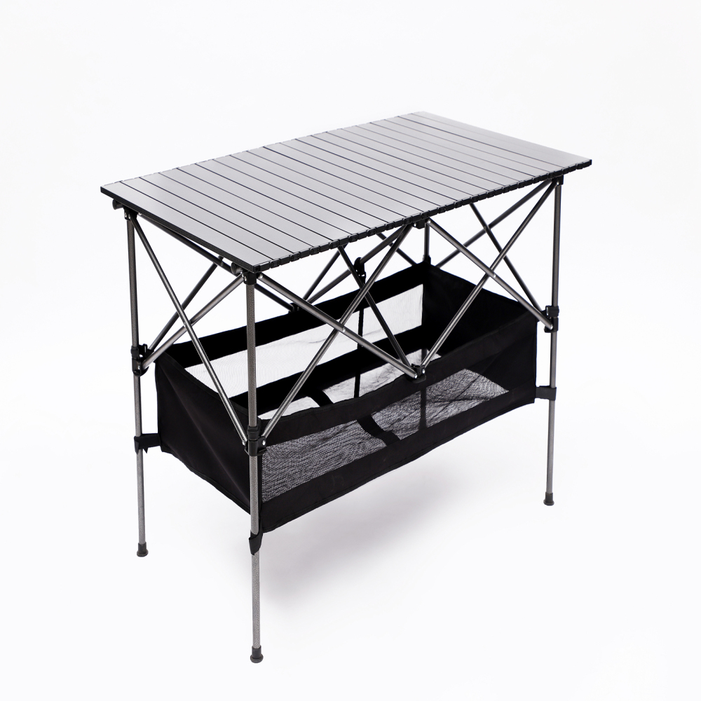 Foldable Camping Table, Aluminum Roll-up Rectangular Table with Easy ...