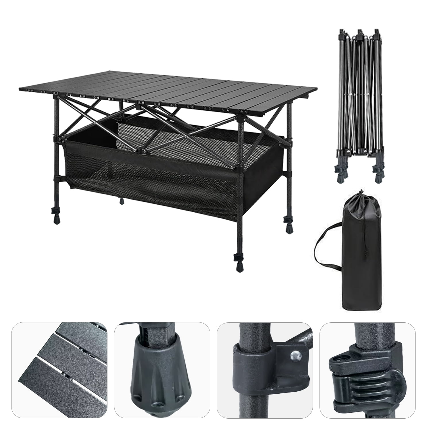 Foldable Camping Table, Portable Aluminum Camp Table Fold Up ...