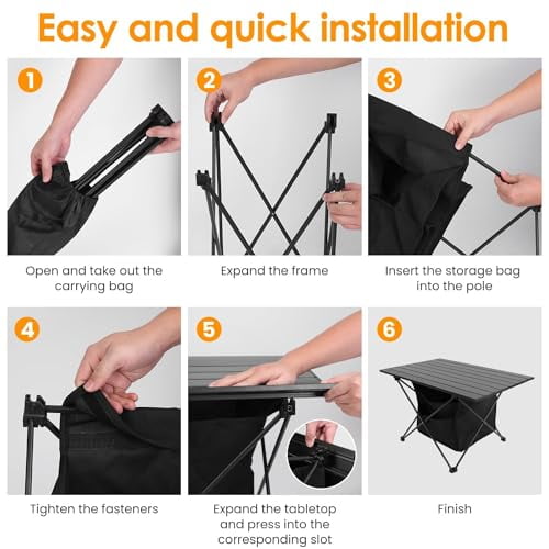 Foldable Camping Table, with Storage Basket Ultralight Aluminum Camp ...