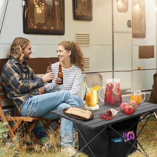 Foldable Camping Table, with Storage Basket Ultralight Aluminum Camp ...