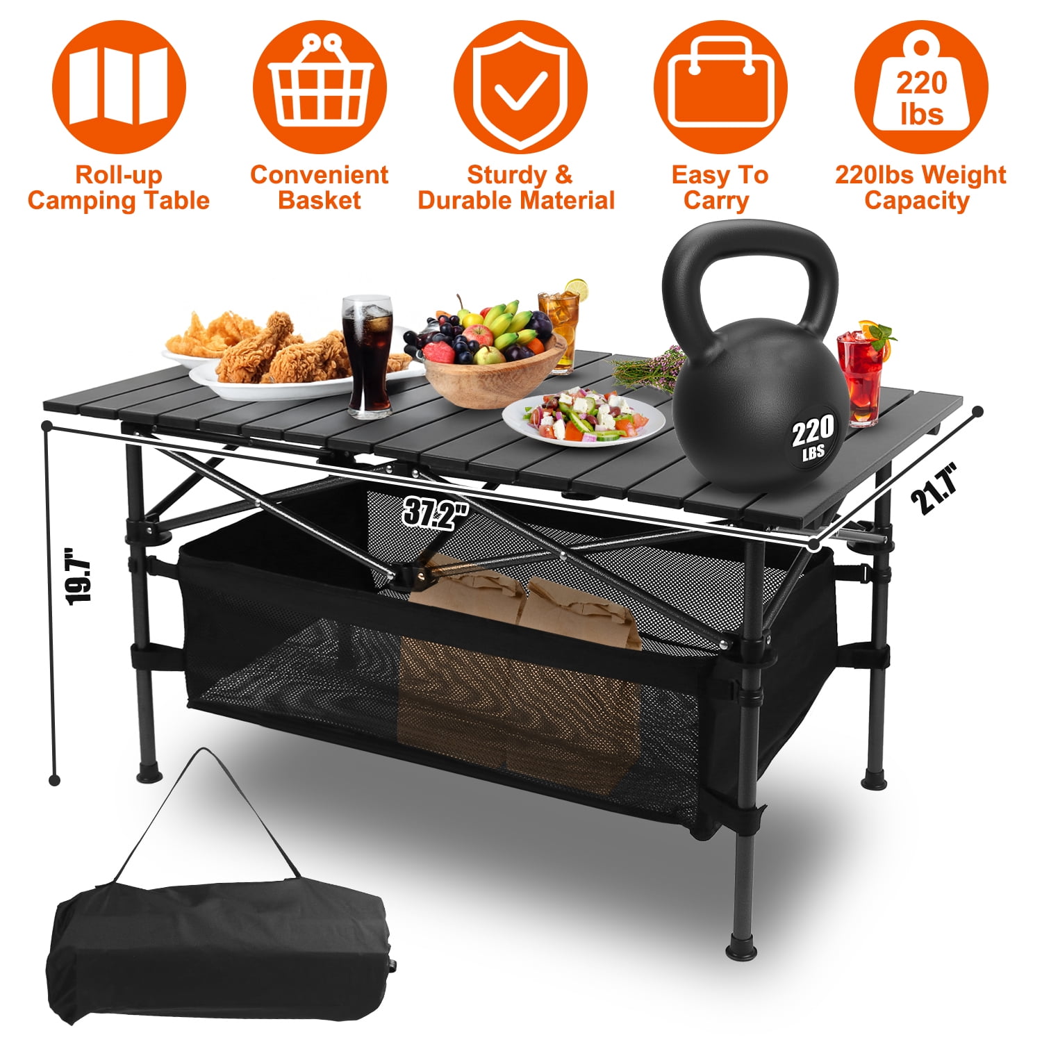 iMounTEK Portable Folding BBQ Table, Aluminum Outdoor Camping Gear with ...