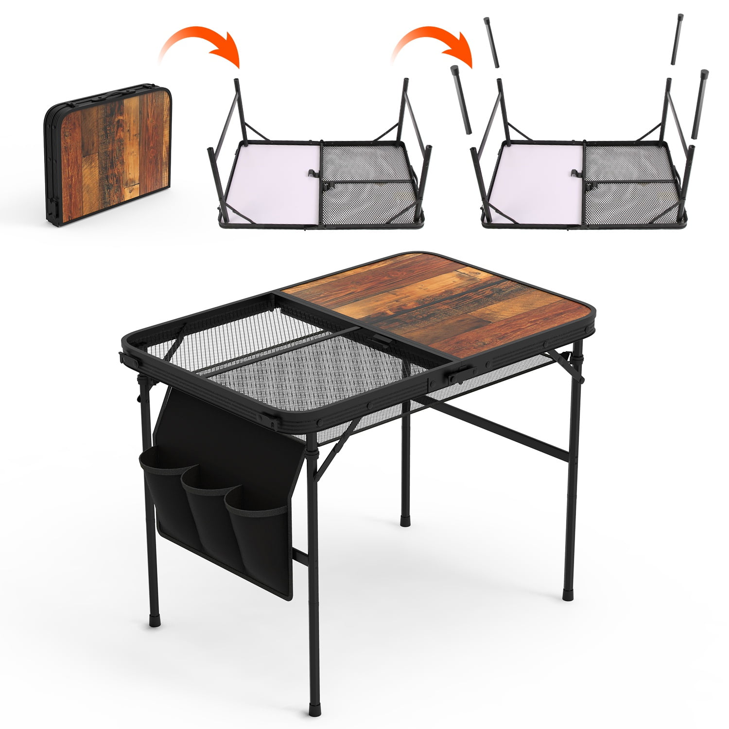 Foldable Camping Table TeqHome Folding Grill Table Grill Stand with ...