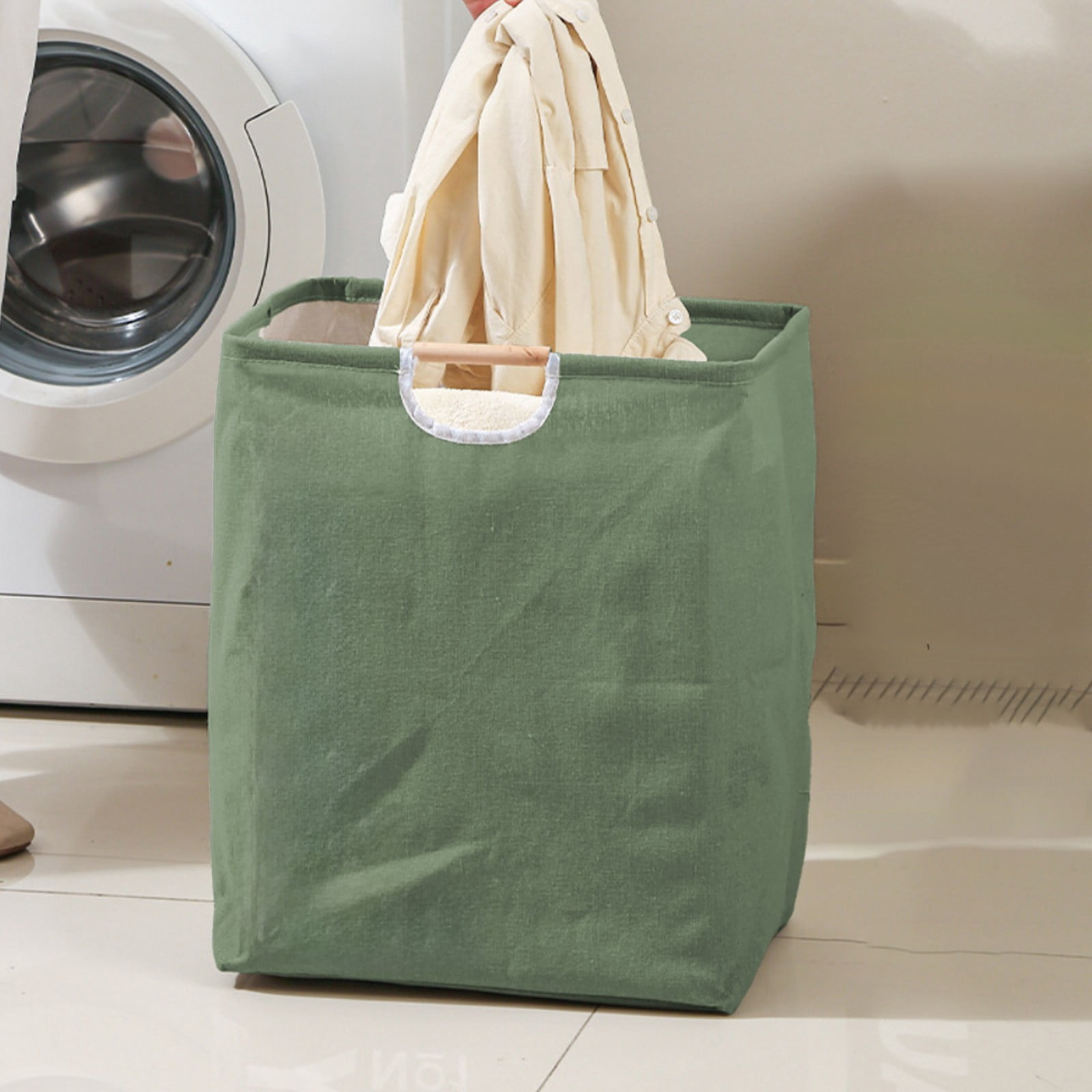 Foldable Canvas Laundry Basket - Waterproof Fabric Storage Hamper for ...