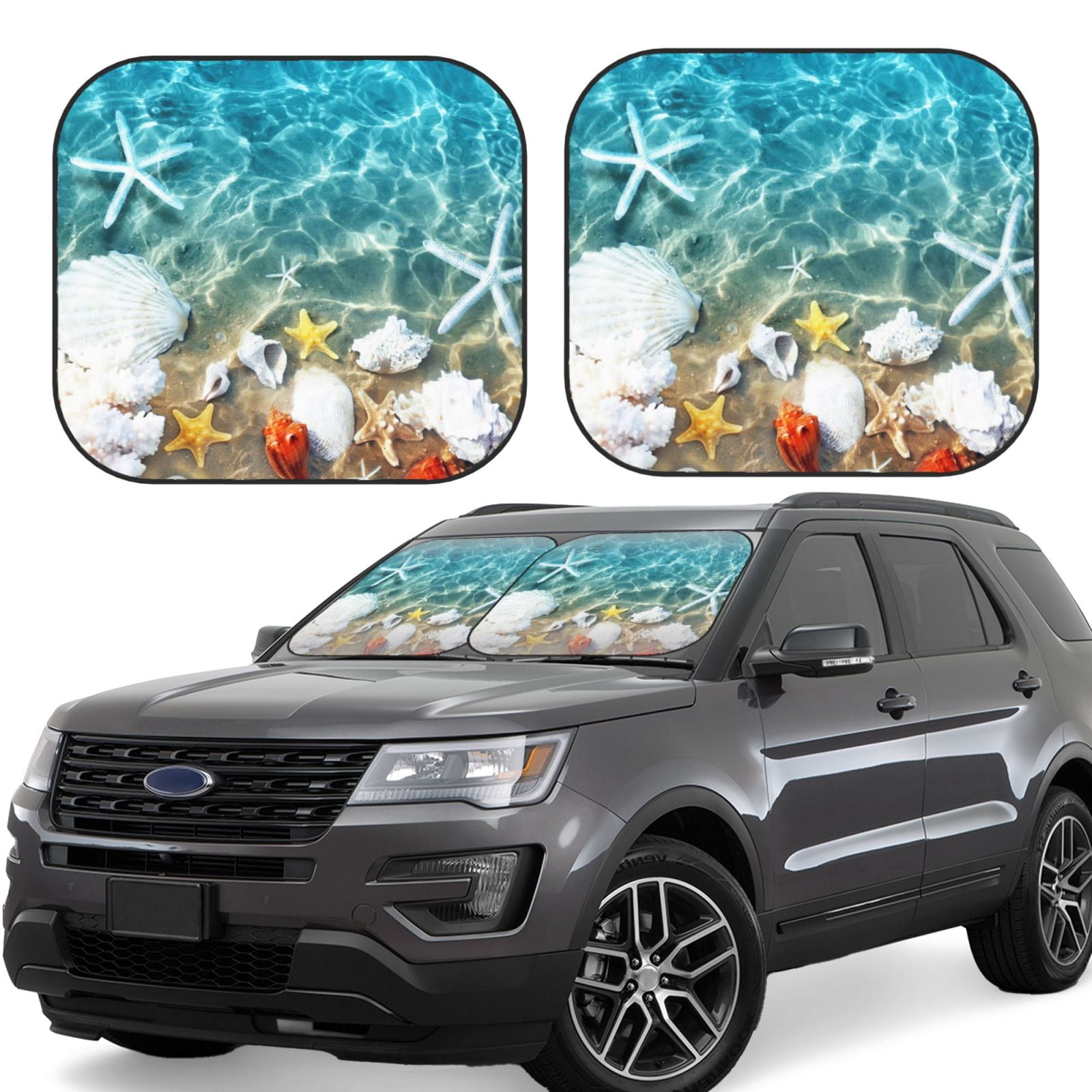 Foldable Car Front Windshield Visor 2 Pieces With Sun Protection, Heat ...