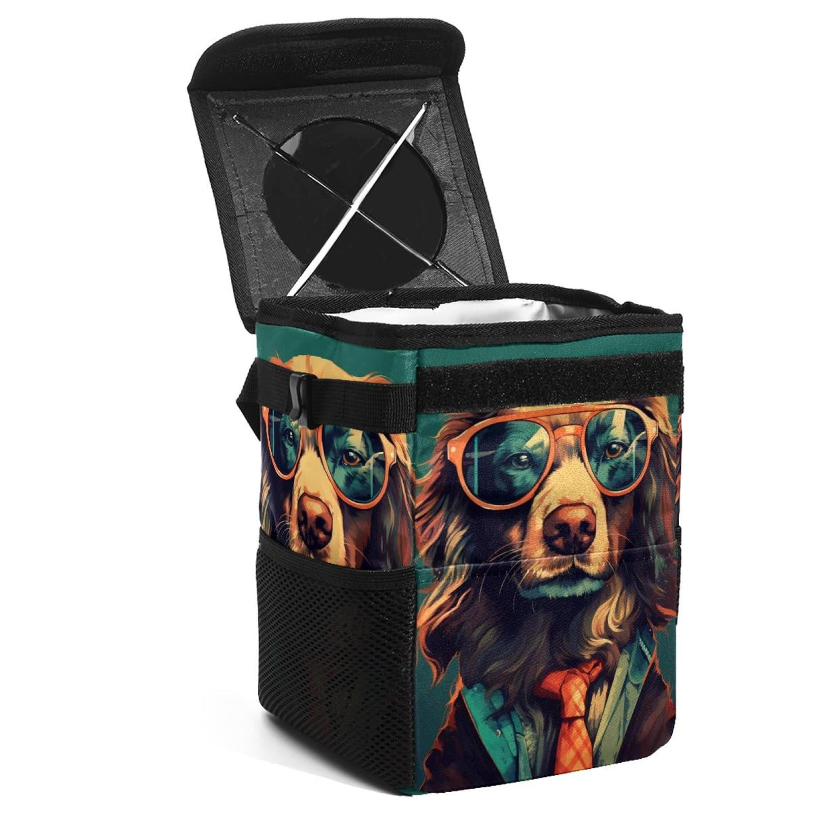 Foldable Car Trash Bin with Lid, Leak-Proof Mini Trash Can, Car Garbage ...