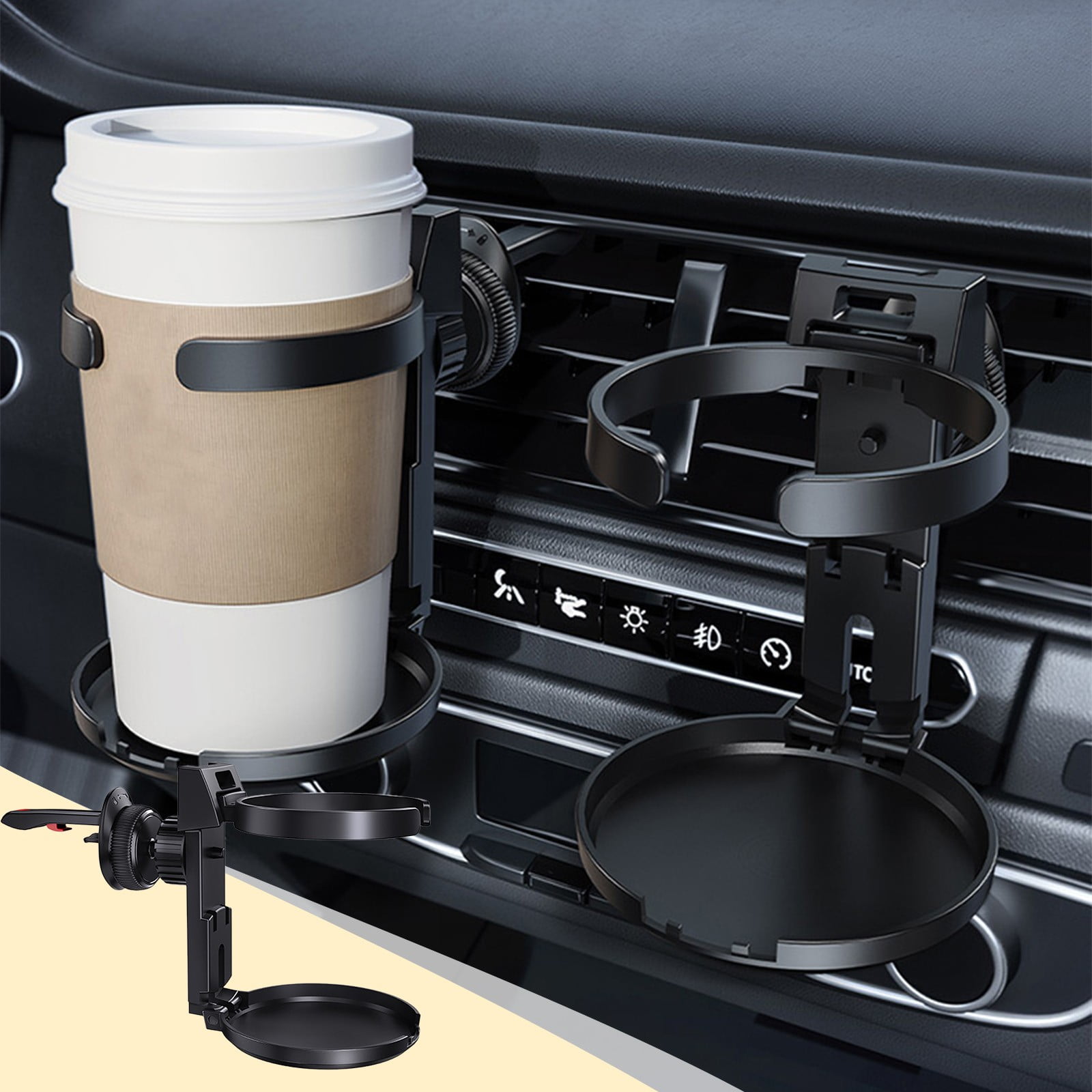 Foldable Car Vent Cup Holder and Ashtray Tray – Space-Saving Drink ...