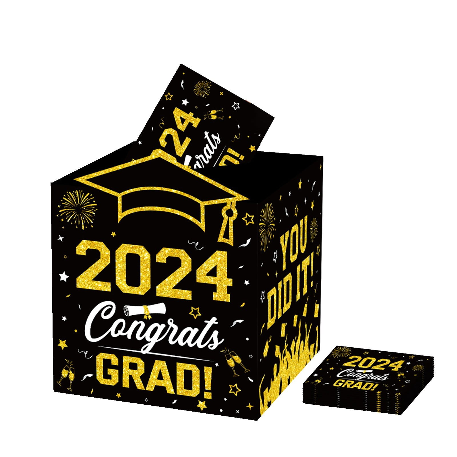 Foldable Cardboard Graduation Card Box With 30 Cards For Graduation ...