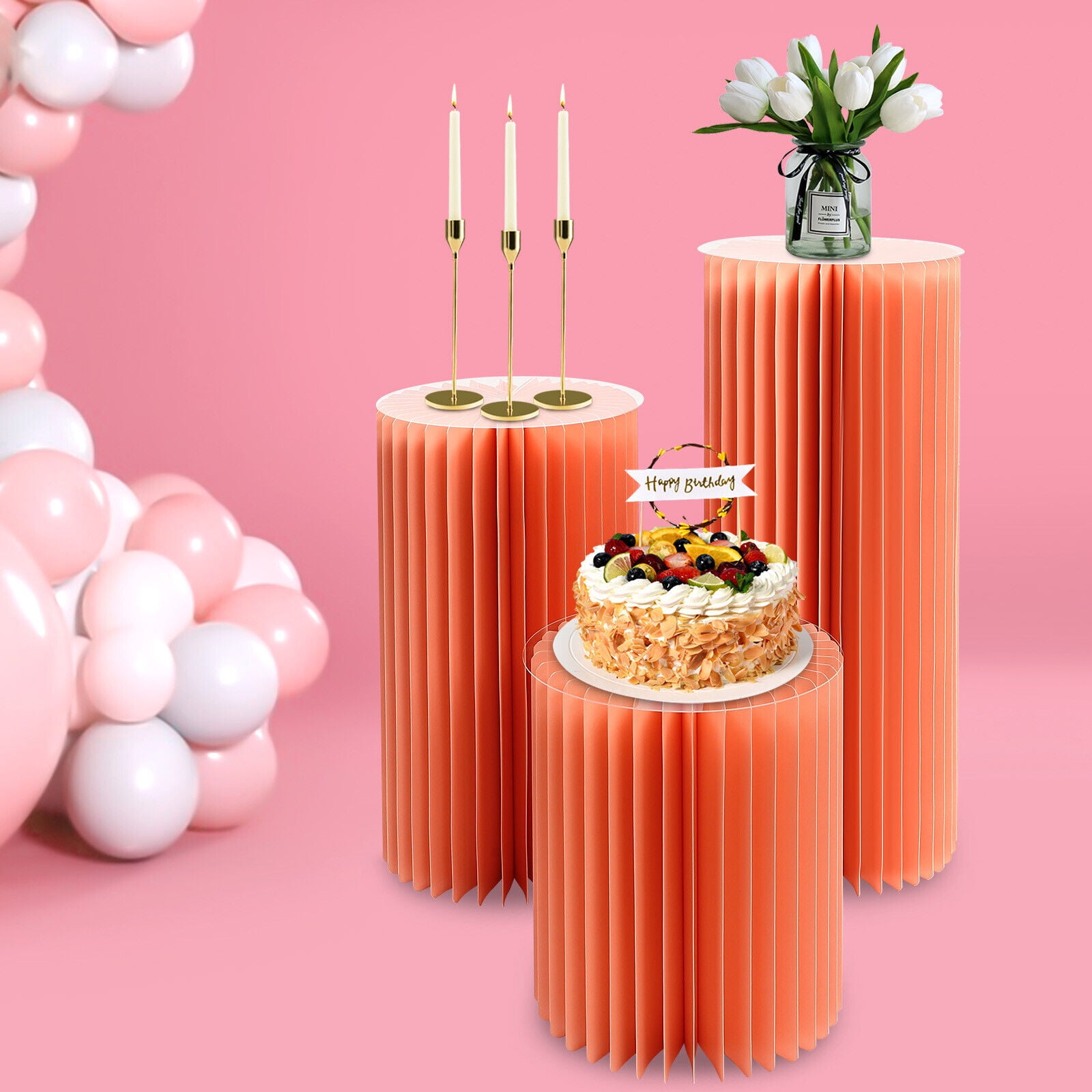 Foldable Cardboard Vase Cylinder Pillar Cake Display Stand Flower ...