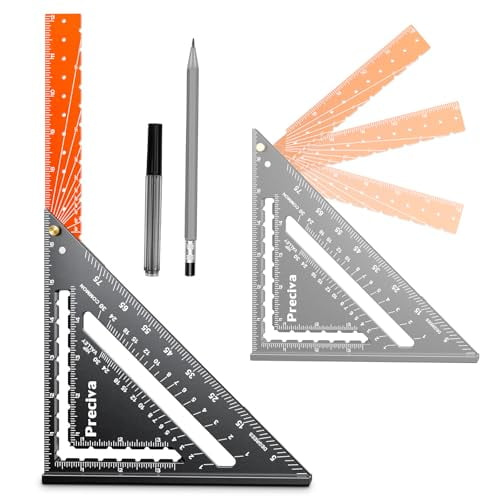 Foldable Carpenter Square Ruler, 12" (1/16" Scale) Aluminum Alloy ...
