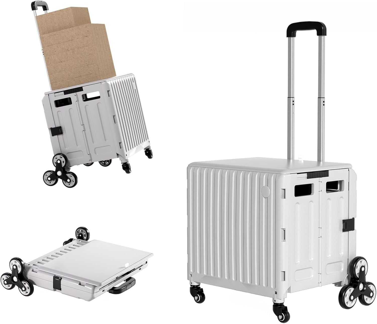 Foldable Cart with Stair Wheels: Expandable Rolling Utility Cart for ...
