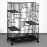 Foldable Cat Cages Durable Secure Wire Crate Two Doors Three Plastic ...