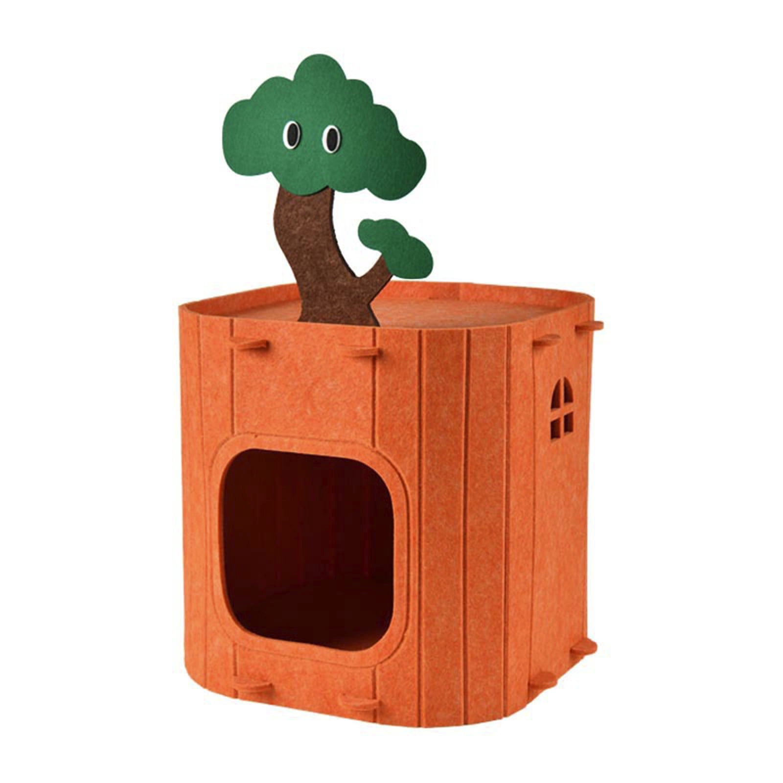 Foldable Cat Cave Tunnel Bed, Indoor Enclosed Scratch-Resistant Condo ...