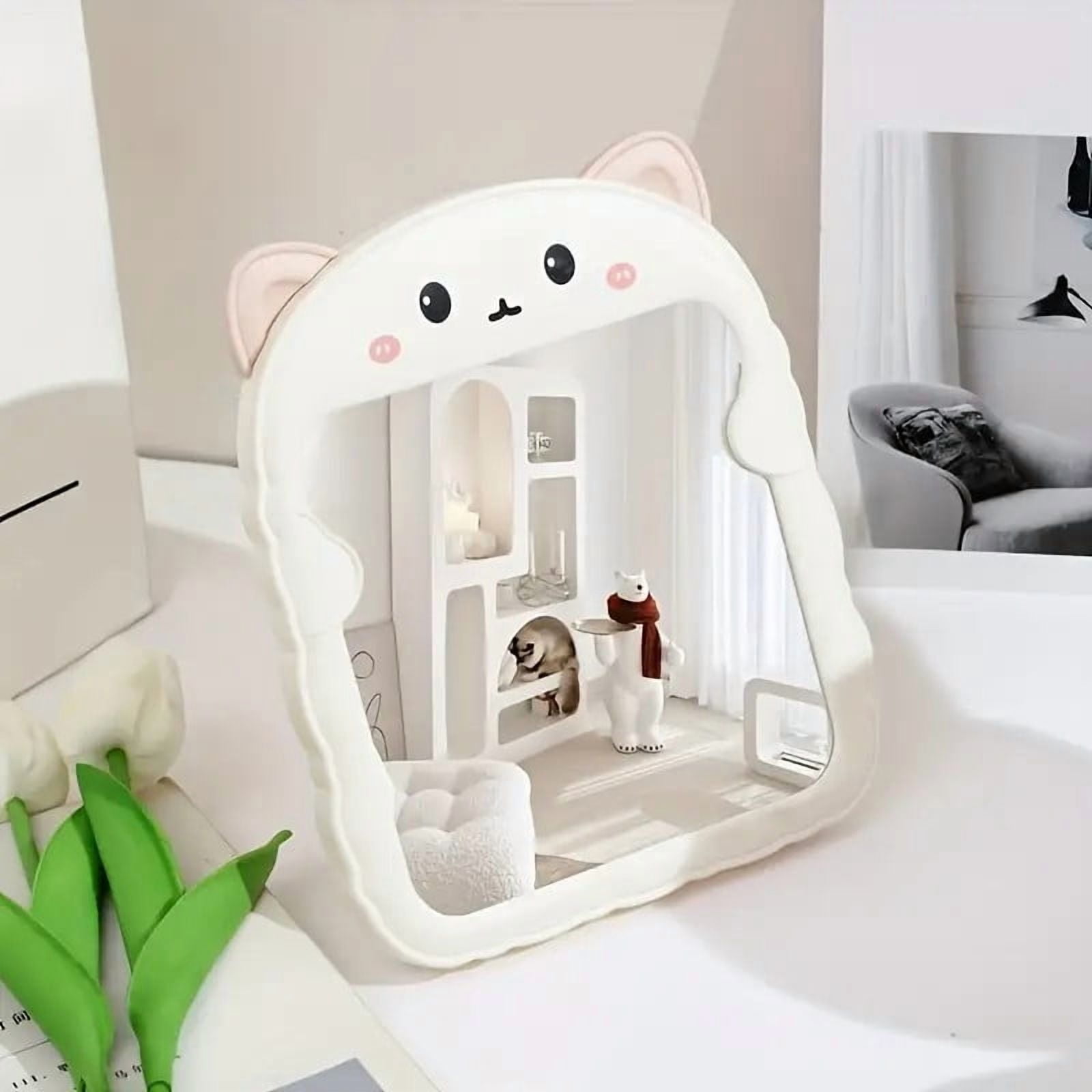 Foldable Cat-Ear Desktop Makeup Mirror | Polished Plastic Frame with ...