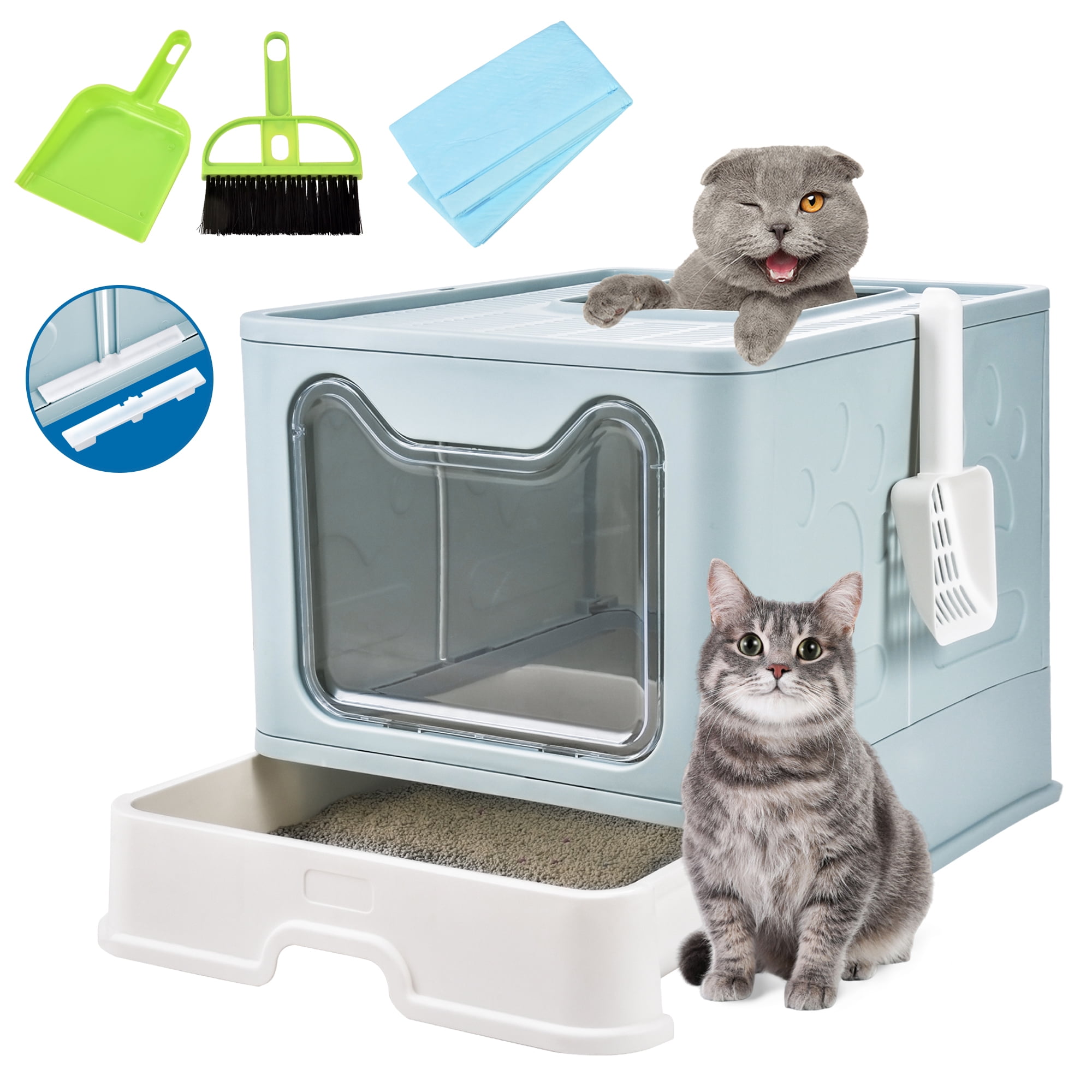 Walmart Foldable Extra Large Anti-Splashing Cat Litter Box with Lid ...