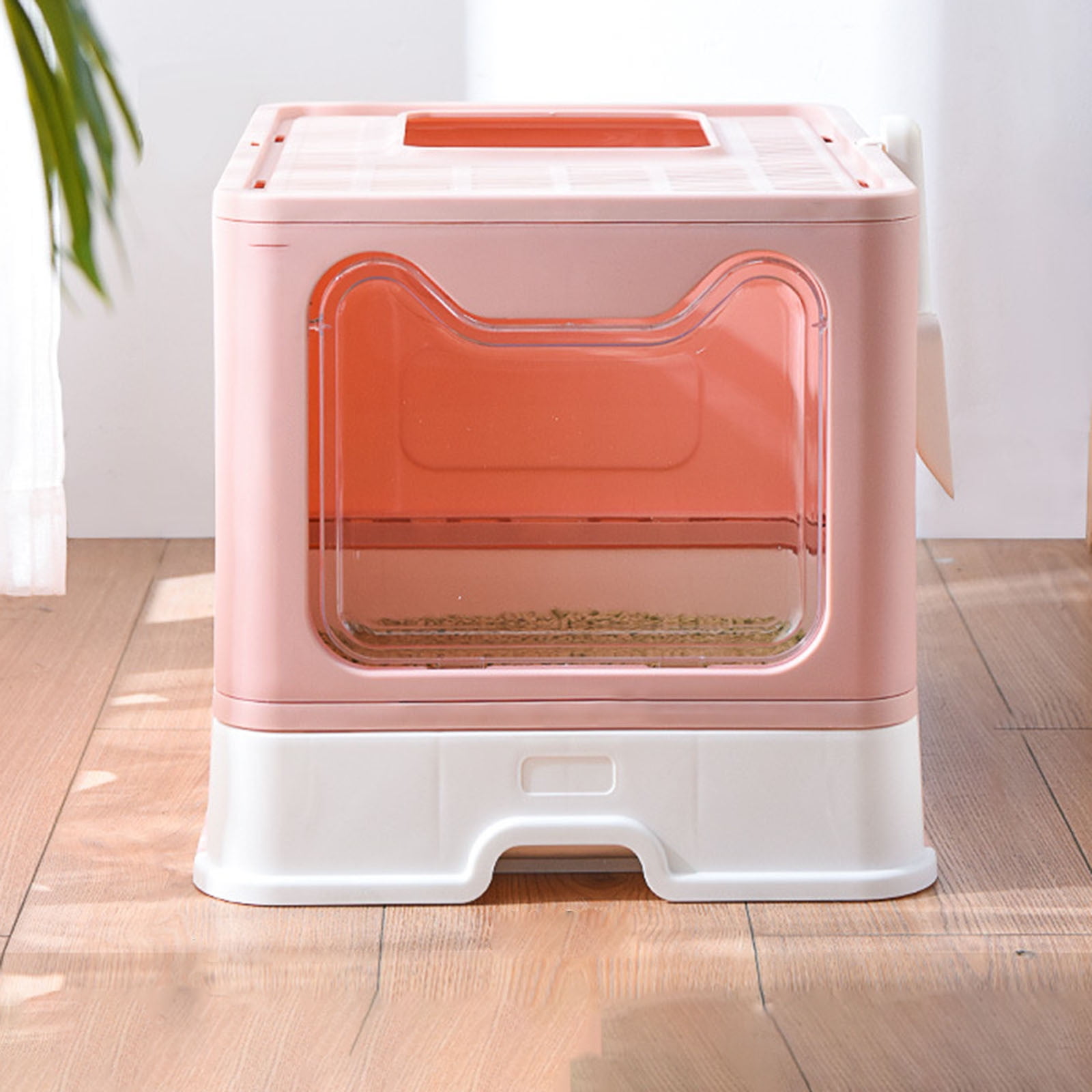 Foldable Cat Litter Box With Lid Large Top Entry Anti-Splashing Cat ...