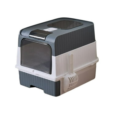 Dextrus Closed Cat Litter Box with Drawer, Lid, Front Entry & Top Exit ...