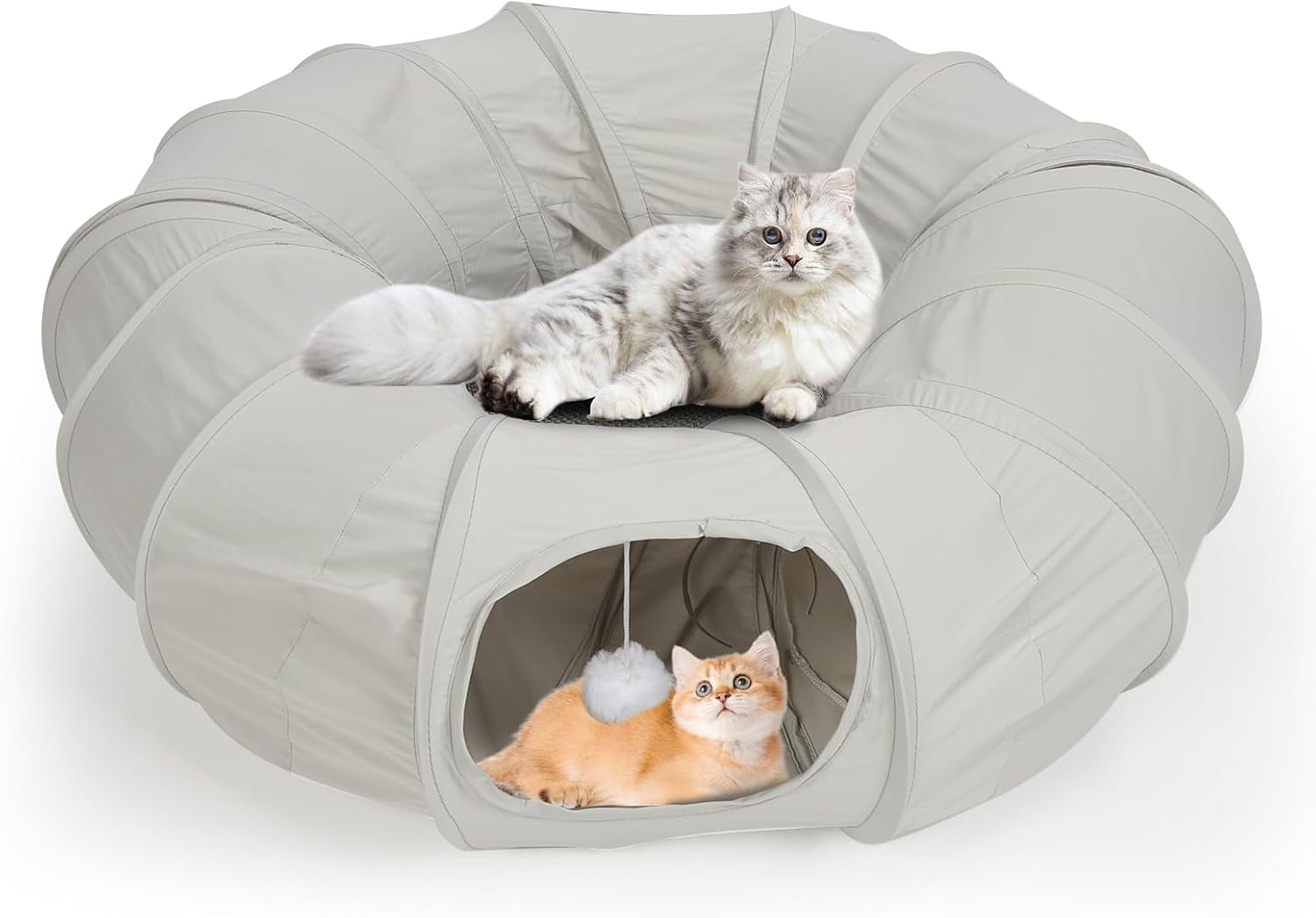 Foldable Cat Tunnel Bed for Indoor Cats, Soft Cave Cat Donut Playing ...