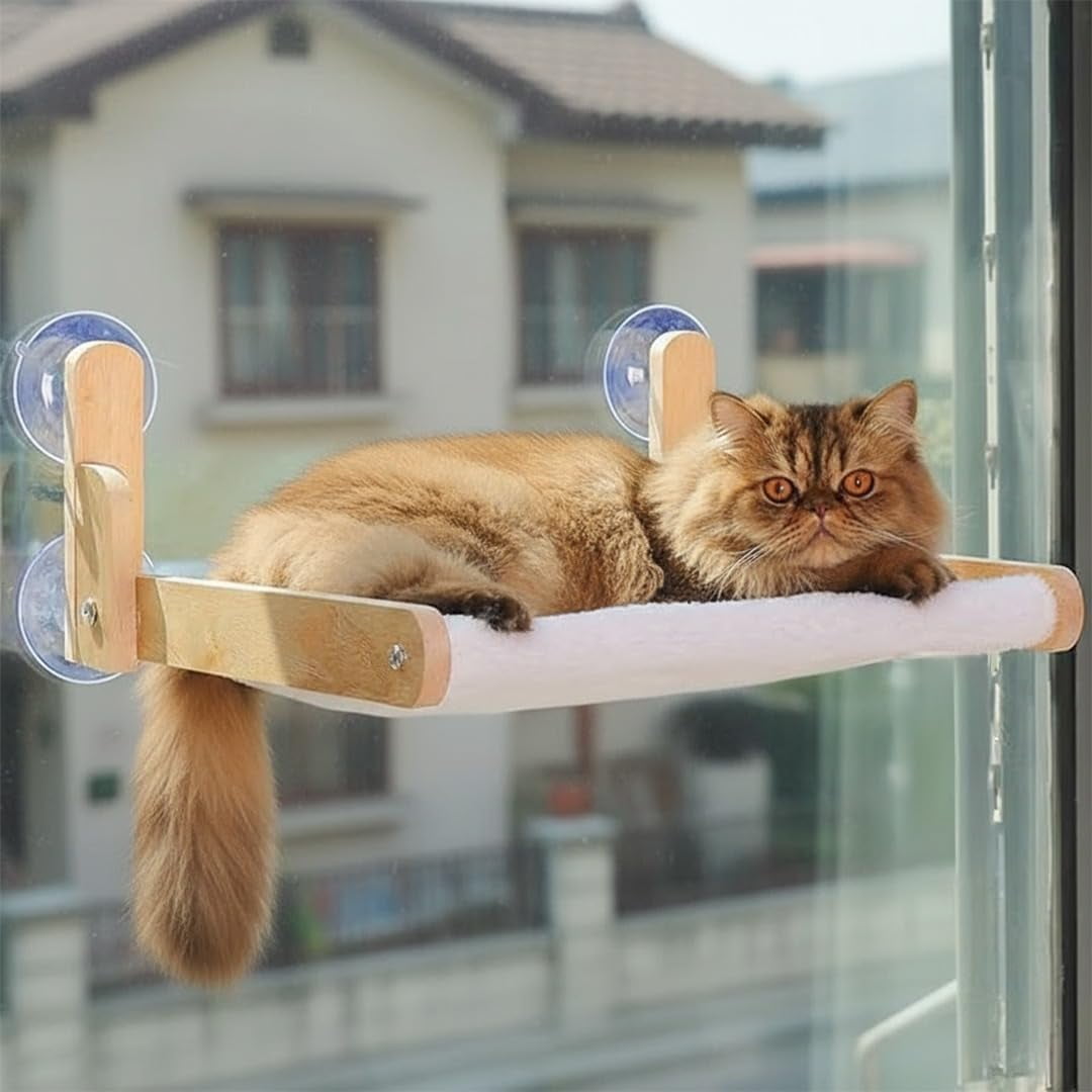 Foldable Cat Window Perch with Plush Furry Cover, Cat Hammock with ...