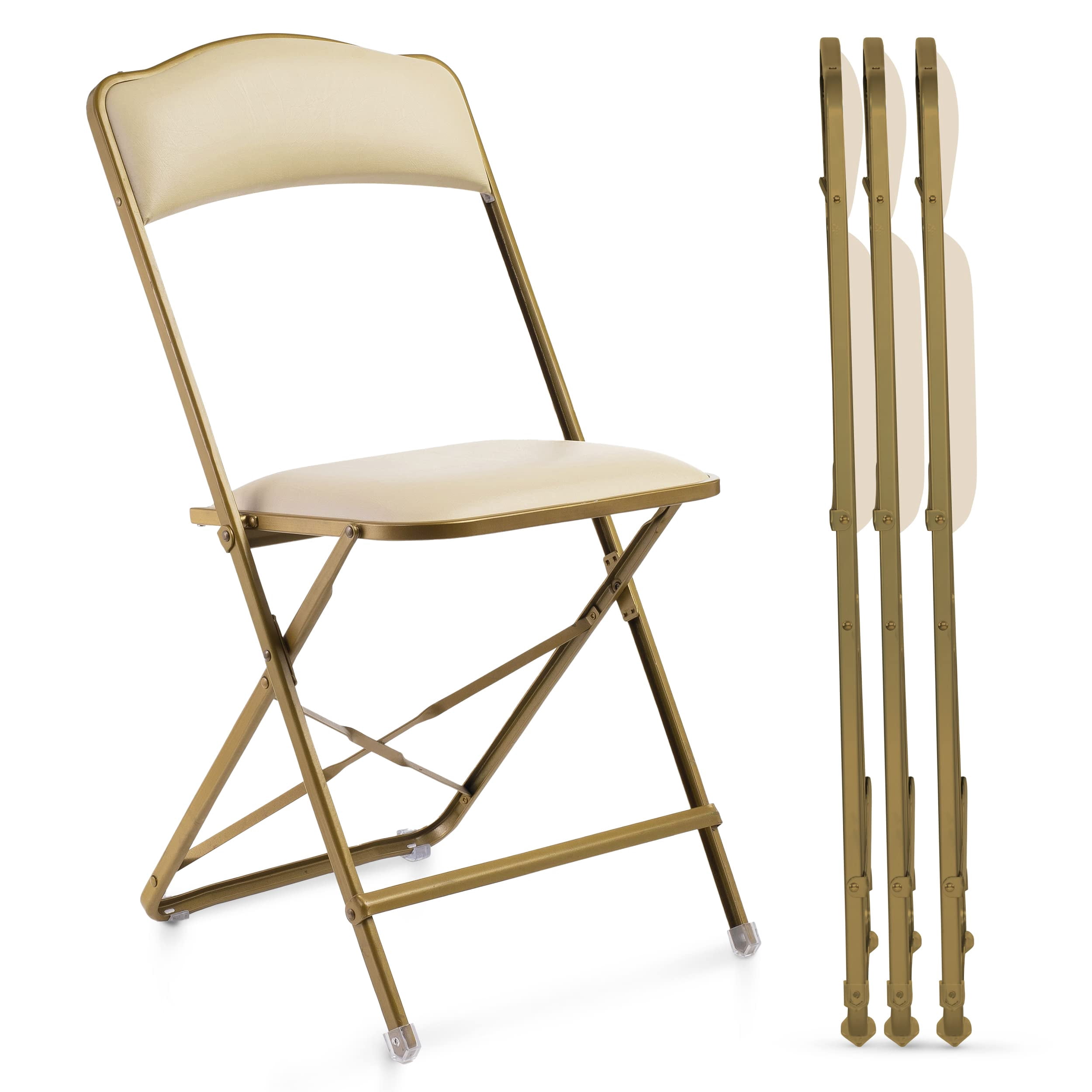 Foldable Chairs with Padded Seats Set of 4, Elegant Bridge Design Steel ...