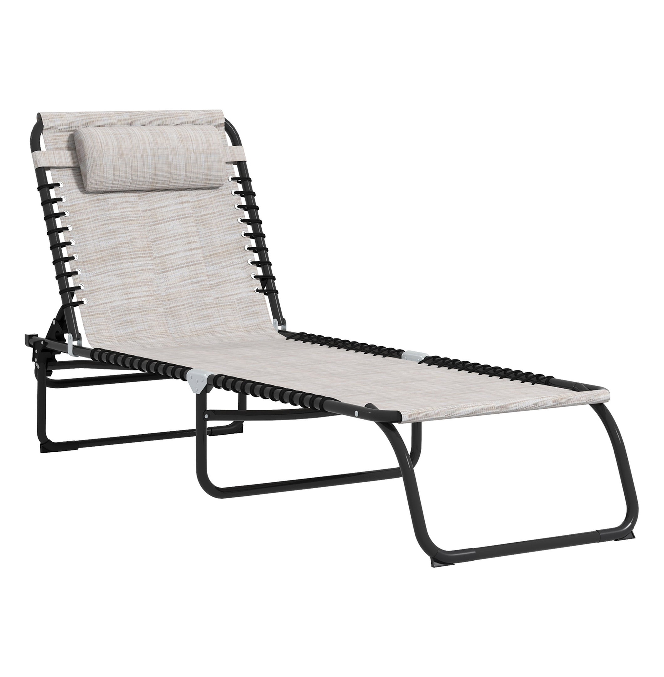 Foldable Chaise Lounge, 3-Position Reclining, Portable Beach Chair ...