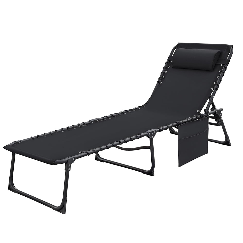 Foldable Chaise Lounge Chair 5-Position Adjustable, Tanning Chair with ...