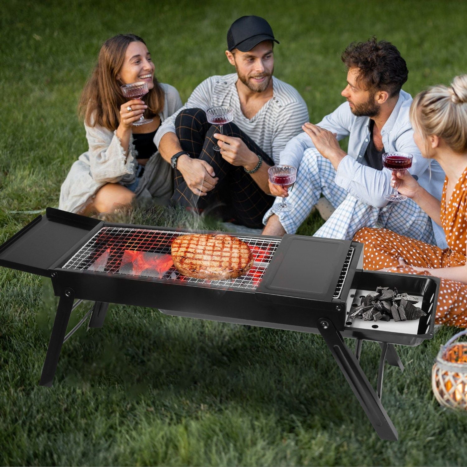 Party Grill Bargains Galore Long Handle Handheld Bbq Fish Grill Heavy ...