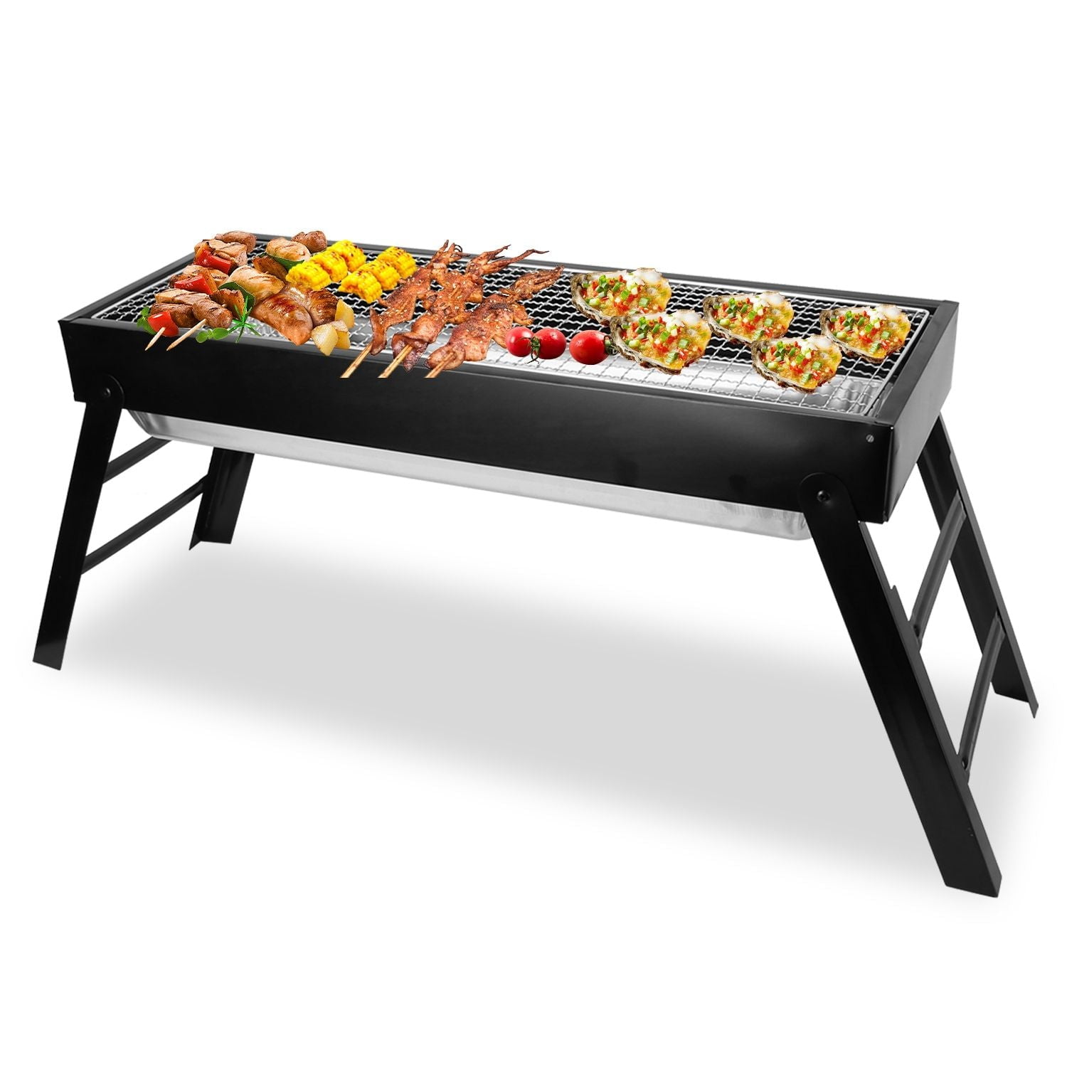 Foldable Charcoal BBQ Grill Stainless Steel Grill Net Easy Setup ...
