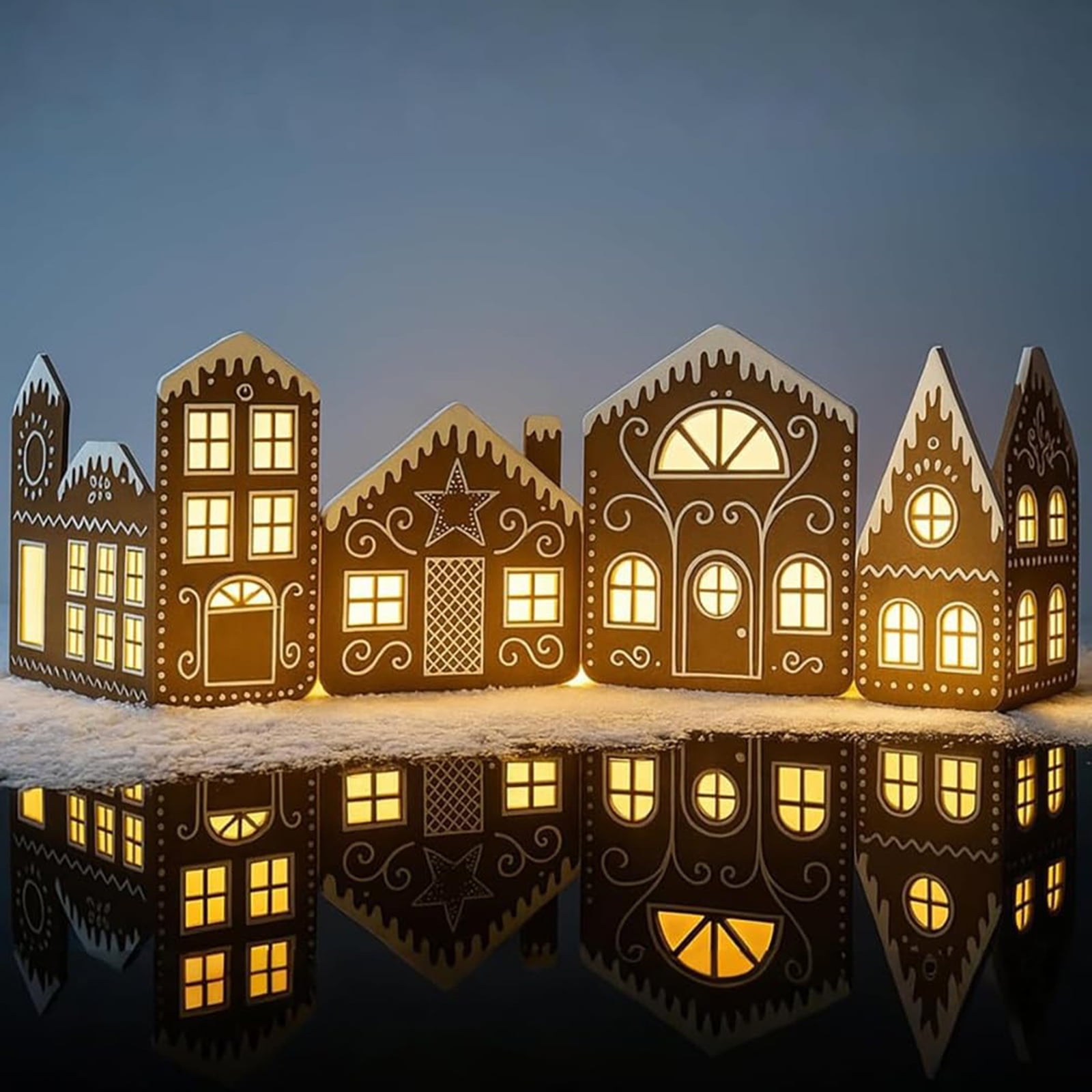 Foldable Christmas Gingerbread House Cardboard Kit with LED Lights ...