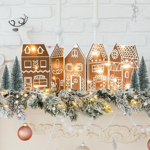 Foldable Christmas Gingerbread House Tabletop Decoration with LED ...