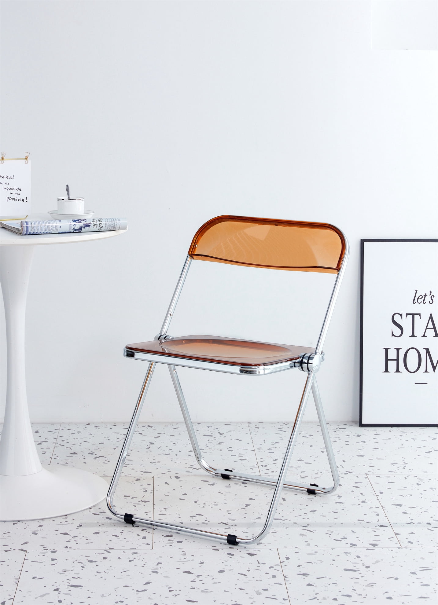 Foldable Clear Acrylic Chair, Ghost Stackable Crystal Folding Chair ...