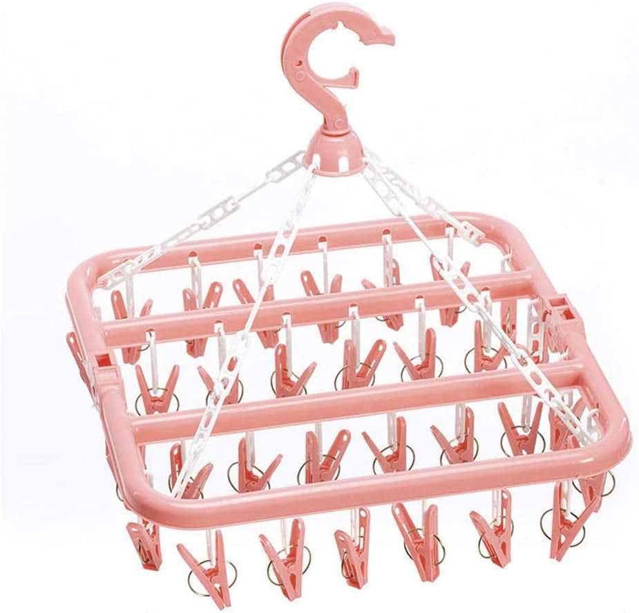 Foldable Clip and Drip Hanger with 32 Clips - Plastic Hanging Drying ...