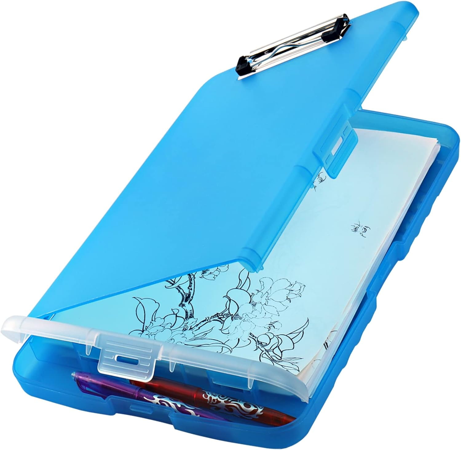 Foldable Clipboard Organizer with Storage - Plastic Clipboard Folio for ...