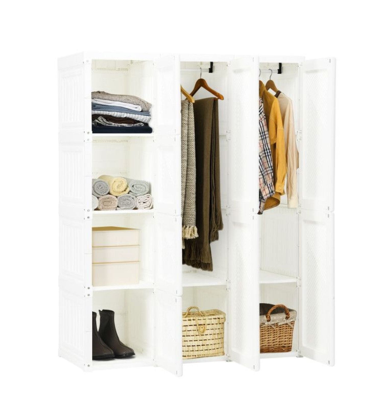 Foldable Closet Clothes Organizer with 8 Cubby Storage 8 cubbies & 2 ...