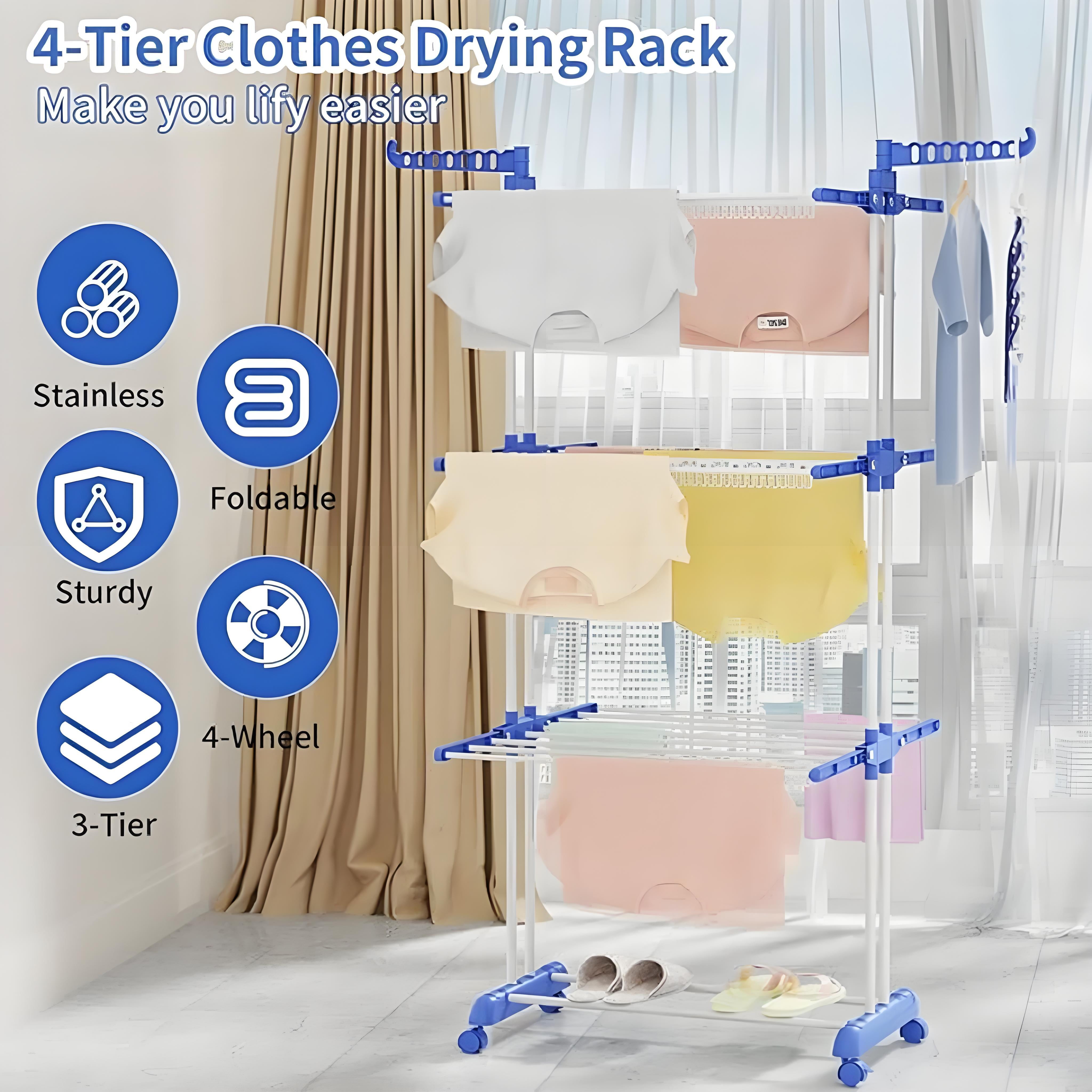 Foldable Folding Clothes Drying Rack Laundry Washing Hanging Garment ...