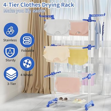 Costway Portable & Foldable Heavy Duty Laundry Clothes Drying Rack ...