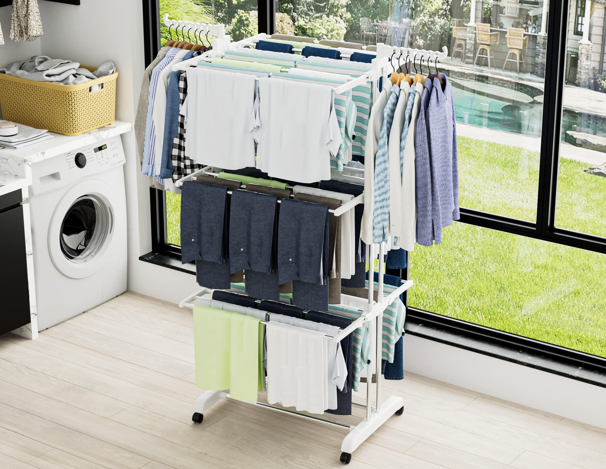 Foldable Clothes Airer 3 Tier Horse Drying Rack Laundry Washing Hanging ...