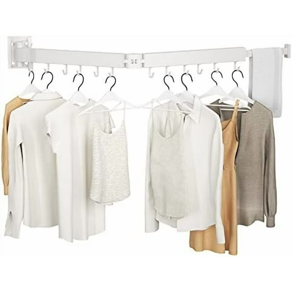 Foldable Clothes Drying Rack, 2 Fold Laundry Drying Rack Wall Mount ...