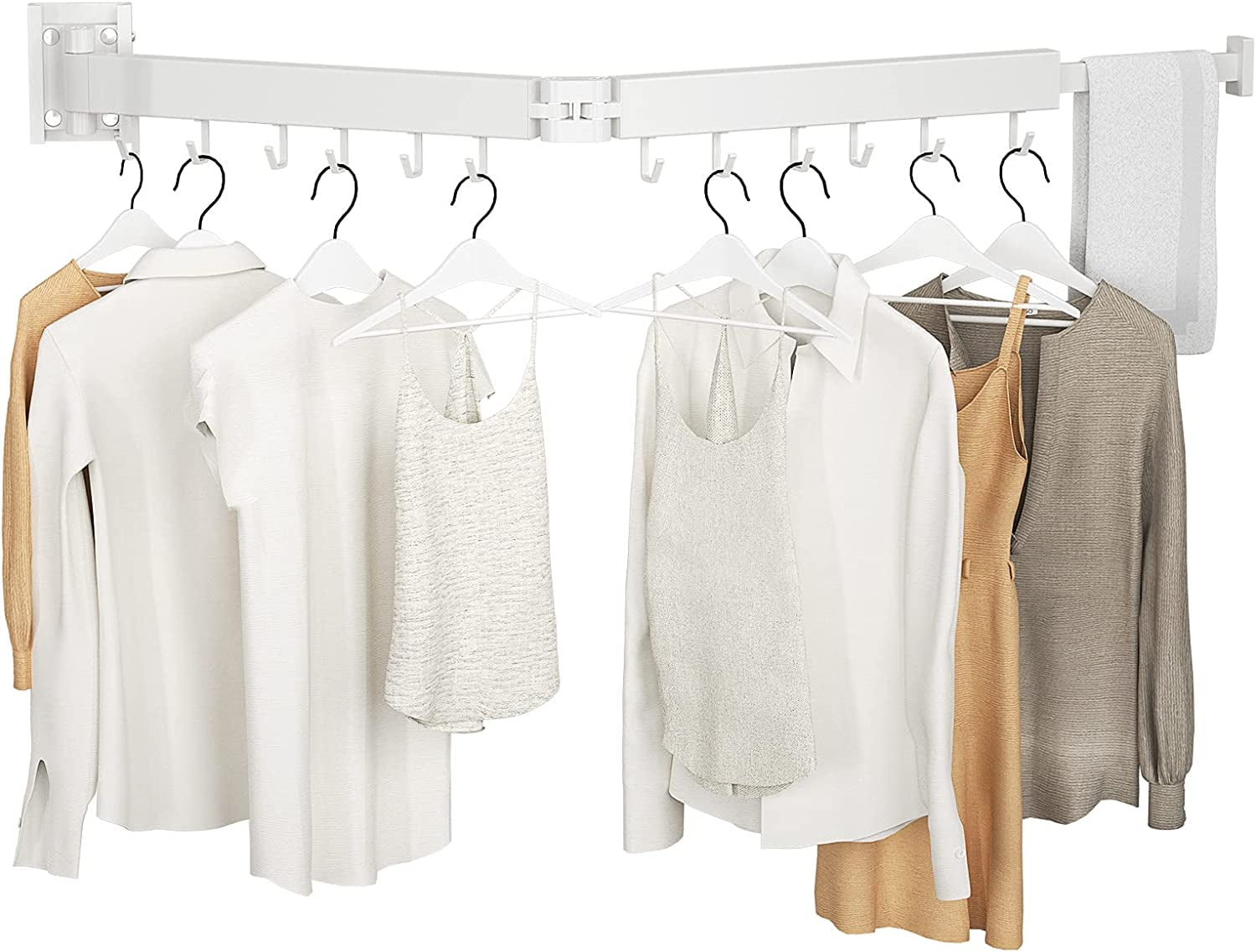 Foldable Clothes Drying Rack, 2 Fold Laundry Drying Rack Wall Mount ...