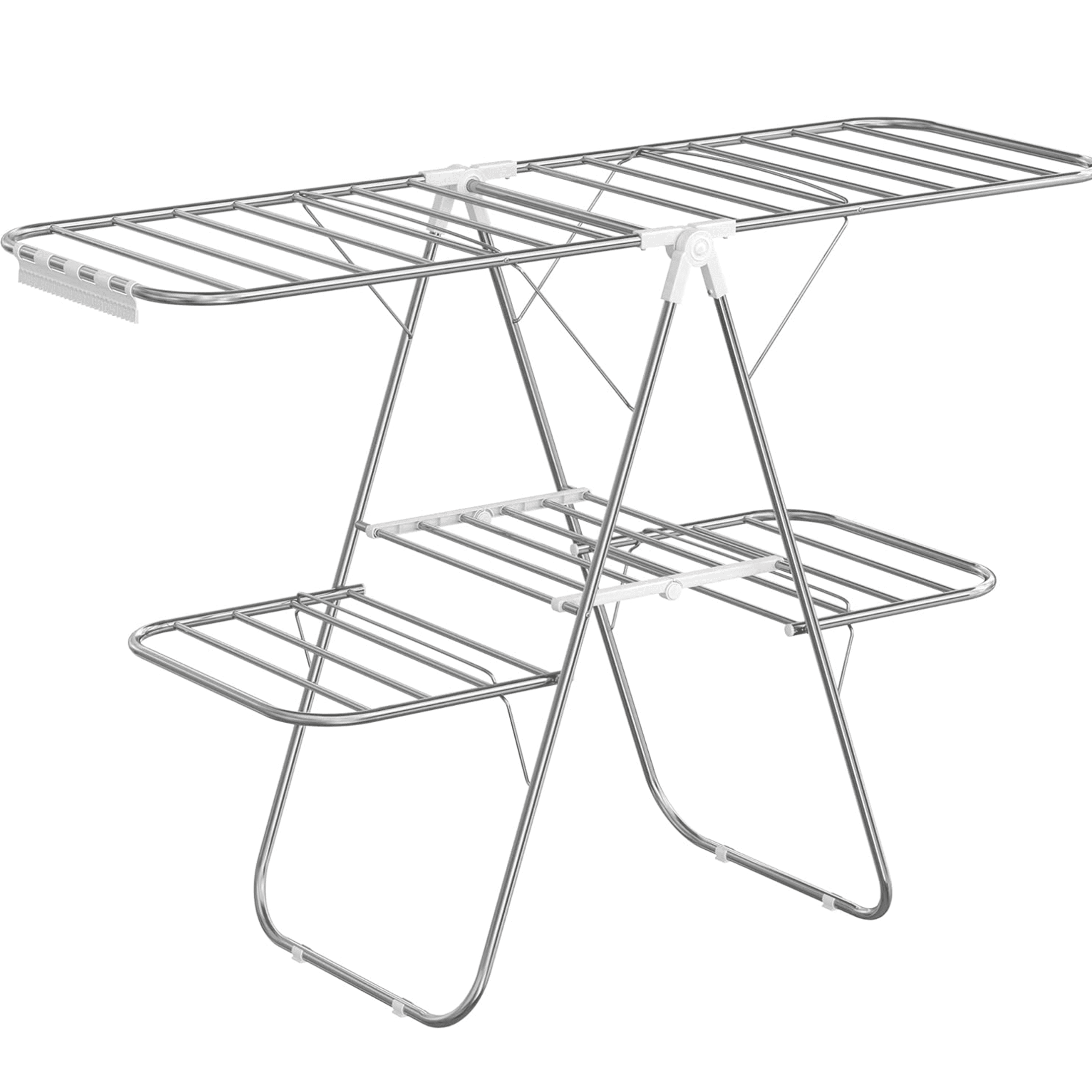 Foldable Clothes Drying Rack, 2-Level Free-Standing Laundry Airer with ...