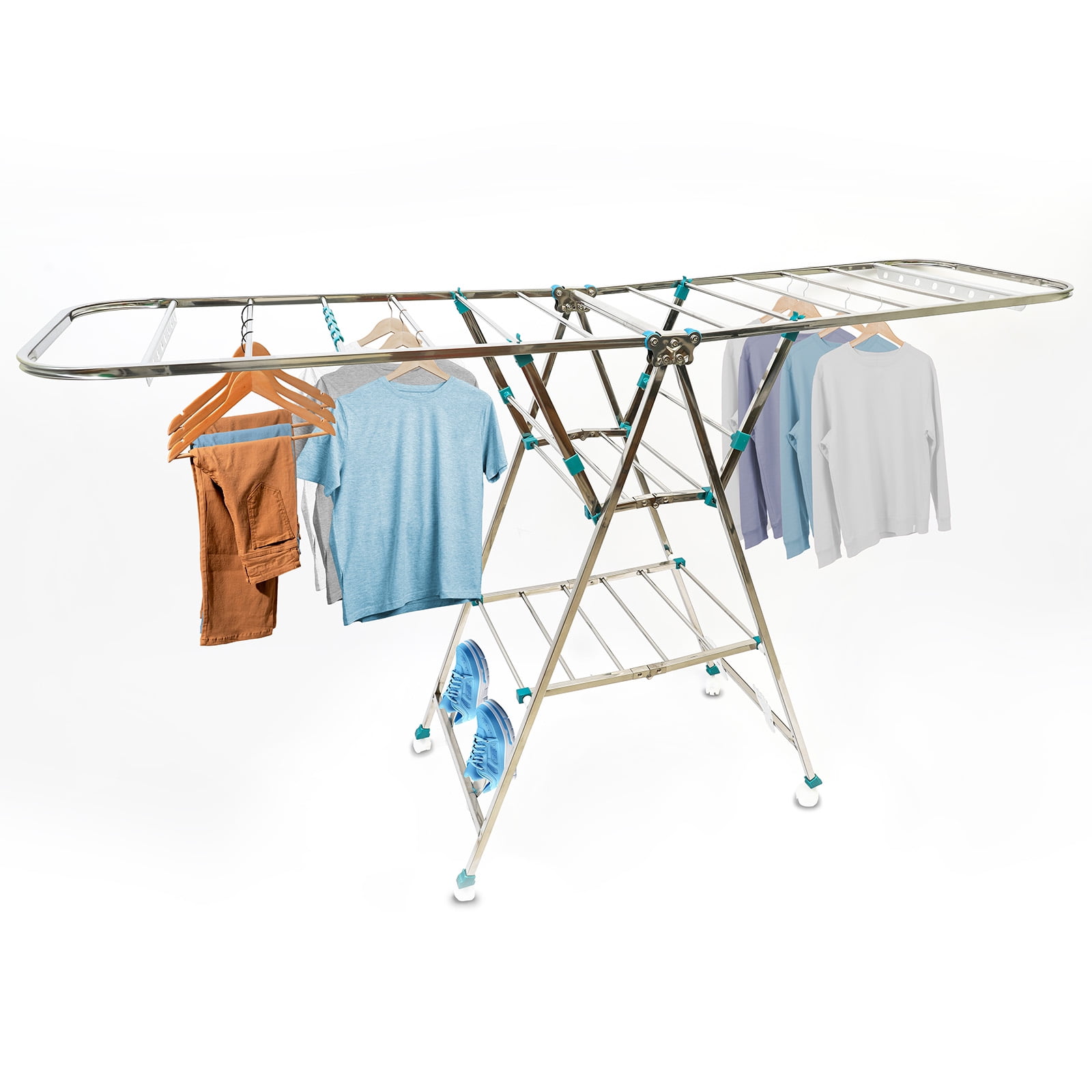 Foldable Clothes Drying Rack, 3-Level Stainless Steel Laundry Drying ...