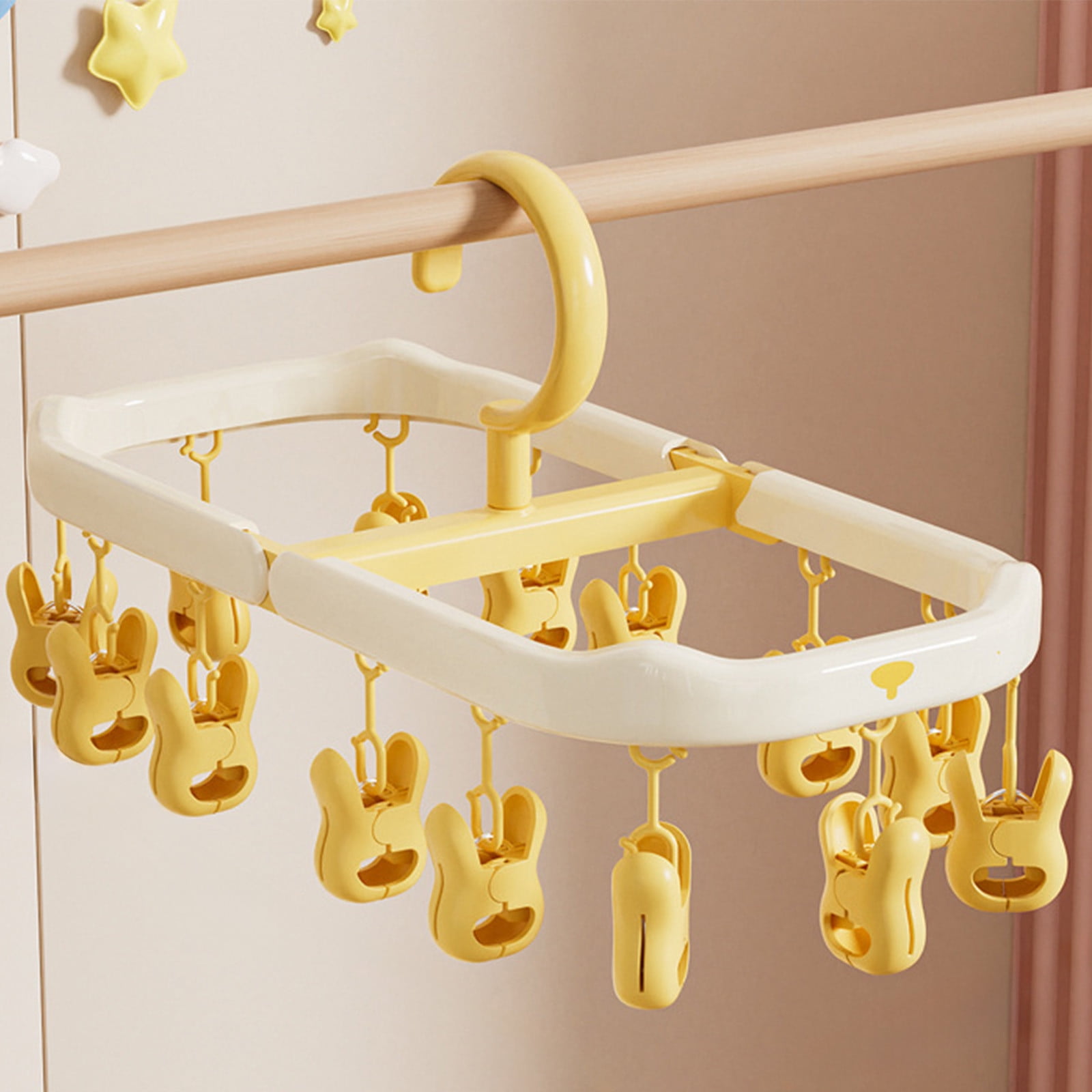 Foldable Clothes Drying Rack with Clips | Multi-Functional Hanger for ...