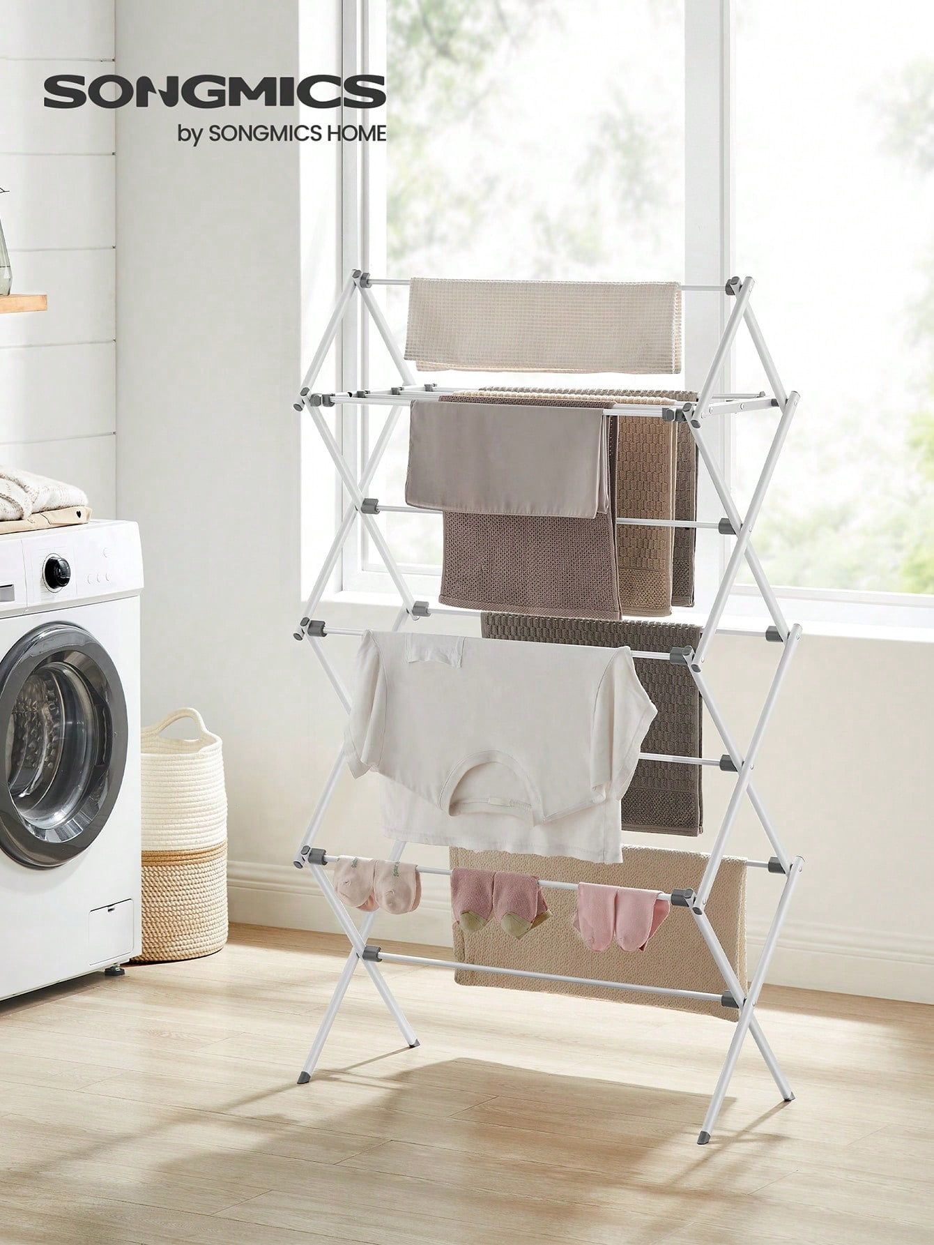 Extra-Large Foldable Drying Rack - 53" Steel Frame Clothes Airer for ...