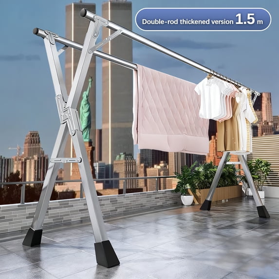 Foldable Clothes Drying Rack, Retractable & Heavy Duty Stainless Steel ...