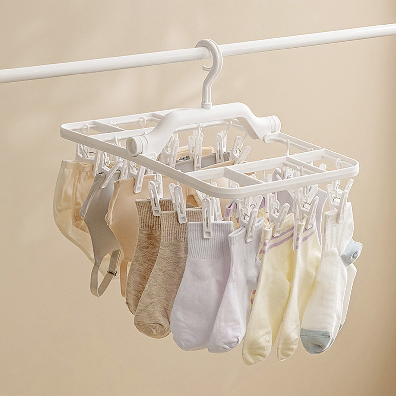 Foldable Clothes Drying Rack with Rotating Windproof Clips, Portable ...