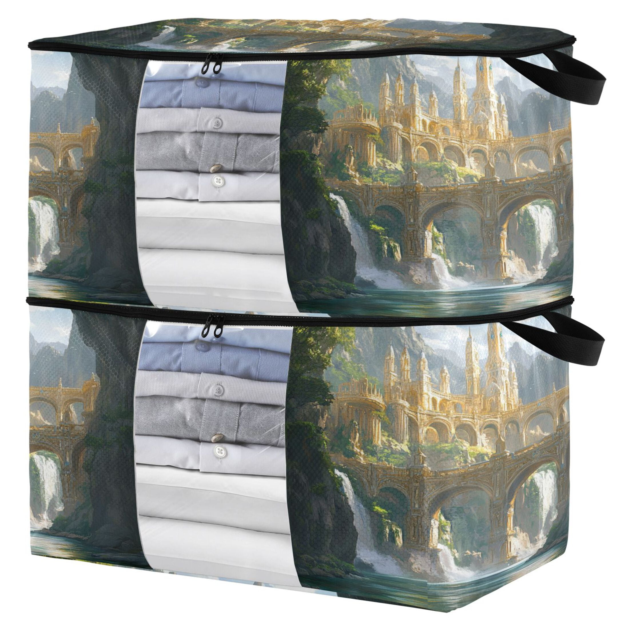 Foldable Clothes Storage Bags Clothes Organizer Bin with Clear Windows ...